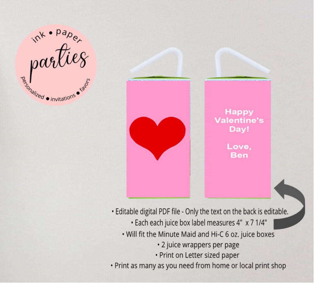 EDITABLE Printable Valentine's Heart Kids Valentine Day - Etsy