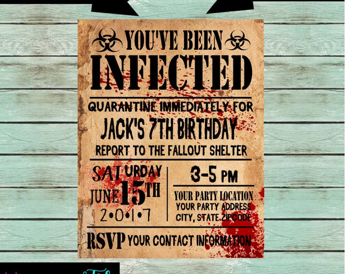 Zombie Virus Walkers Birthday Party Invitations Invites We | Etsy