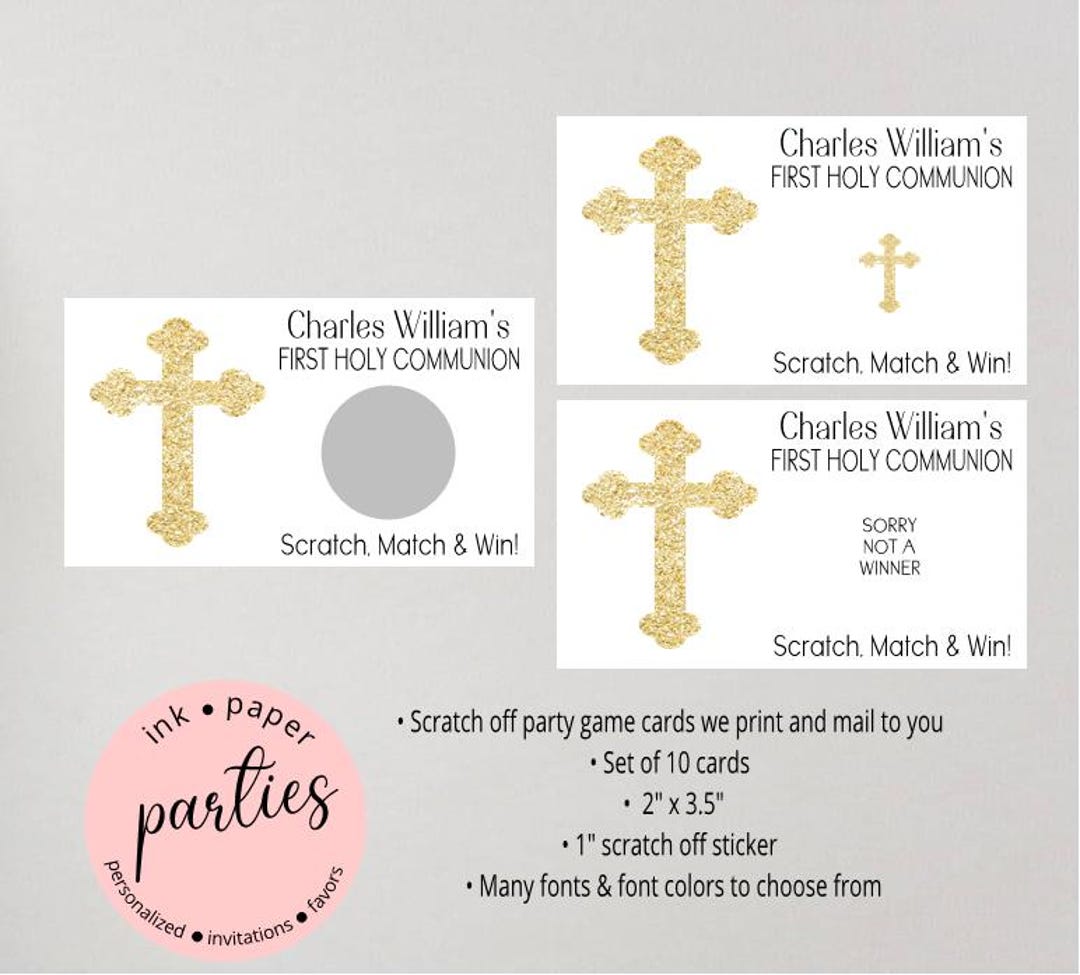 Cross Scratch off Cards - Baptism, Communion, Confirmation Scratch off ...