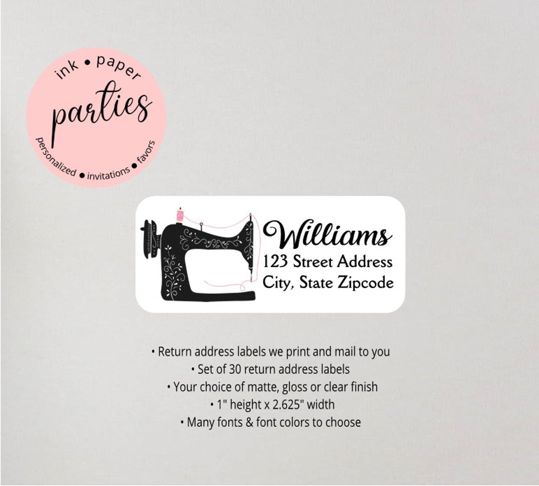 Sewing Machine Seamstress Return Address Labels Personalized Custom We ...