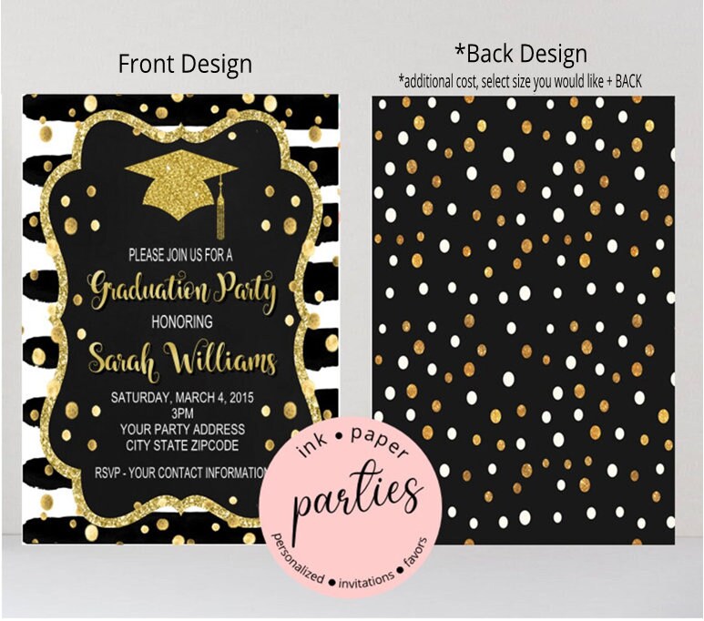 Graduation Graduate Stripes Confetti Gold Chalkboard Party - Etsy