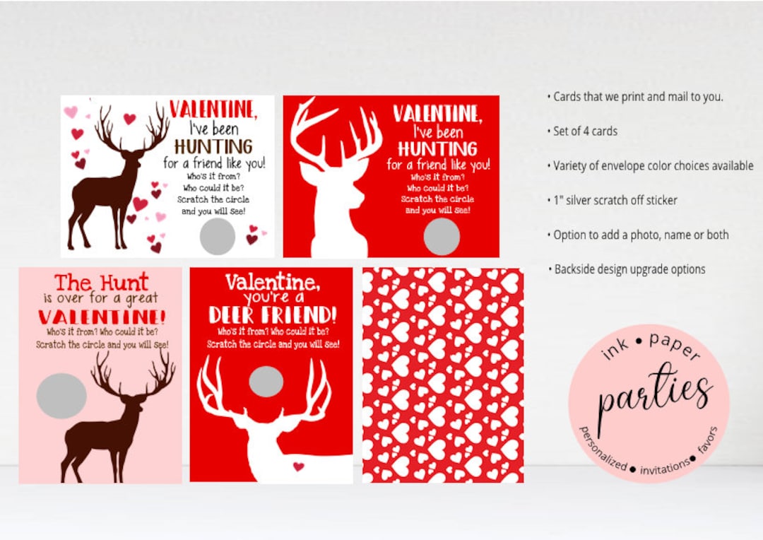 Deer Hunting Hunter set of 4 Multiple Valentine's Day - Etsy