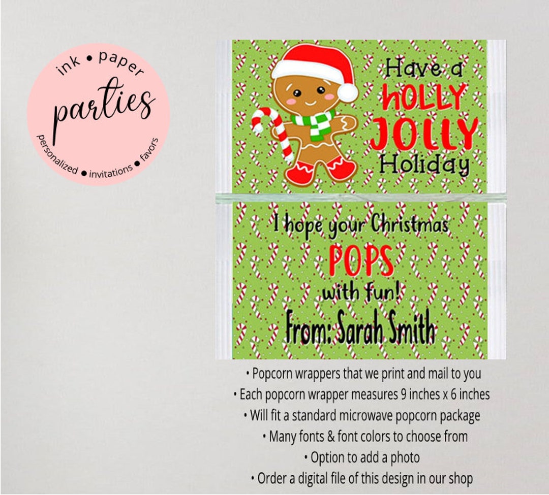 Holiday Christmas Gingerbread Man Popcorn Party Wrappers Favors ~ We ...