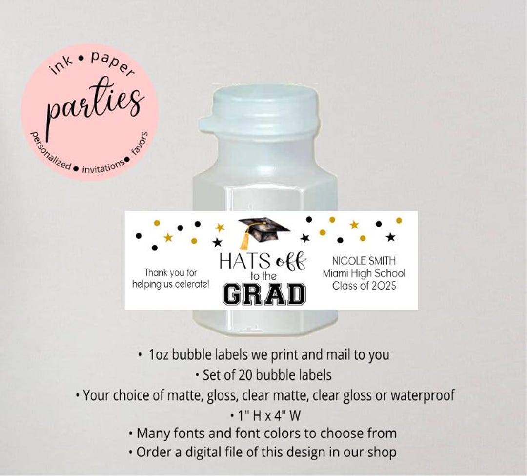 Graduation Bubble Labels - Graduation, Graduate Mini Bubble Label ...