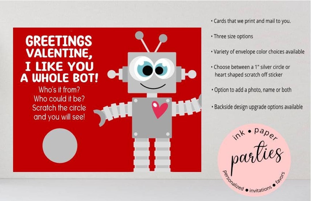 Robot Valentine's Day Card - Robot Valentines Cards - Kids Classroom ...
