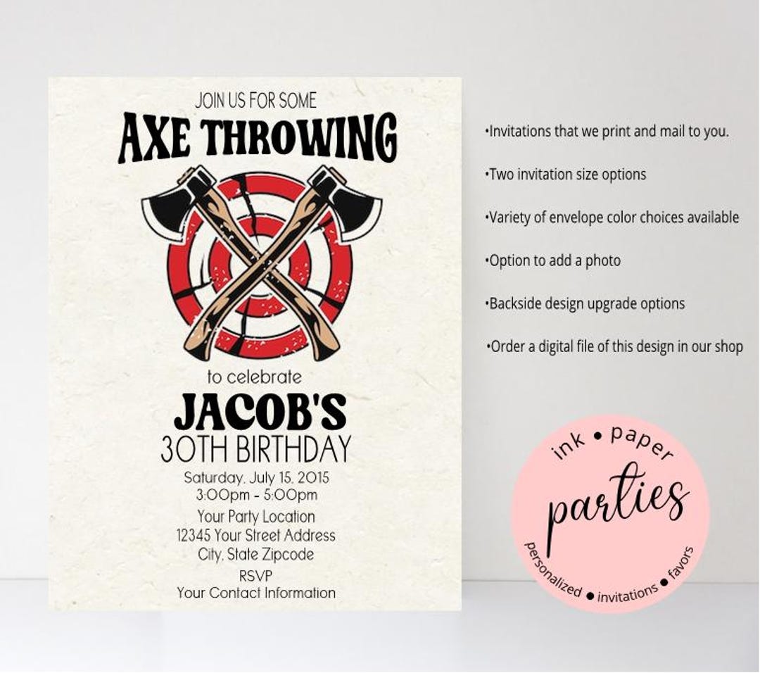 Axe Throwing Invitations - Birthday Party Invitation - Lumberjack, Axe ...