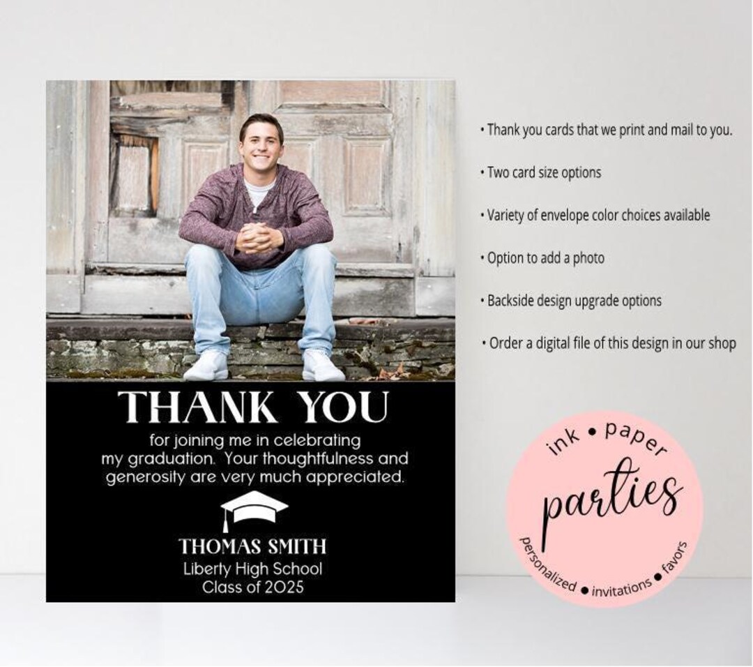 Graduation Thank You Cards - Graduate Thank You Note Card - Photo Thank ...