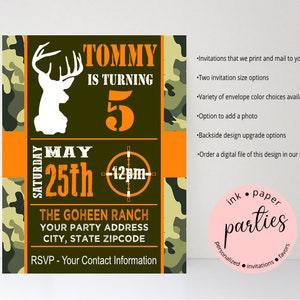 Hunting Invitation - Hunt Deer Camo Baby Shower or Birthday Party ...