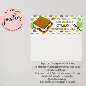 S'mores Smore S'more End of School Year Summer Party Favors Favor ...