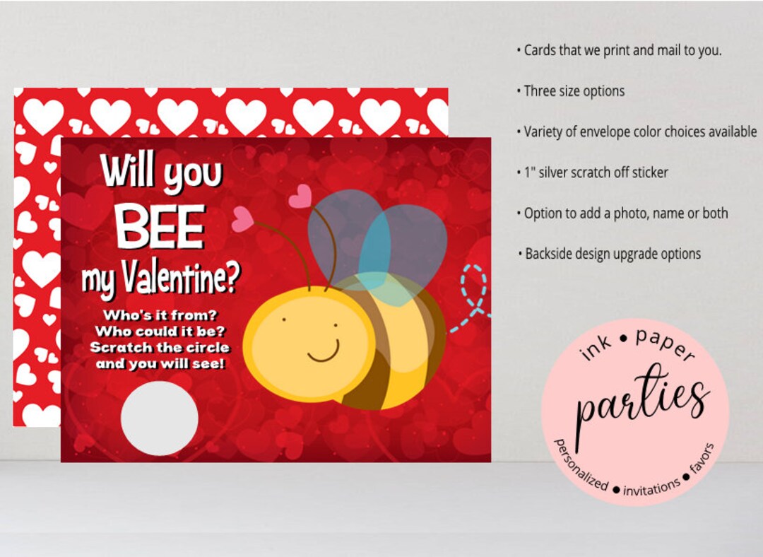 Bumble Bee Valentine's Day Kids Valentine Scratch off - Etsy