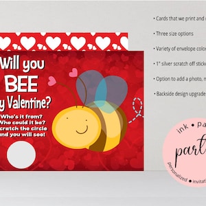 Bumble Bee Valentine's Day Kids Valentine Scratch off - Etsy