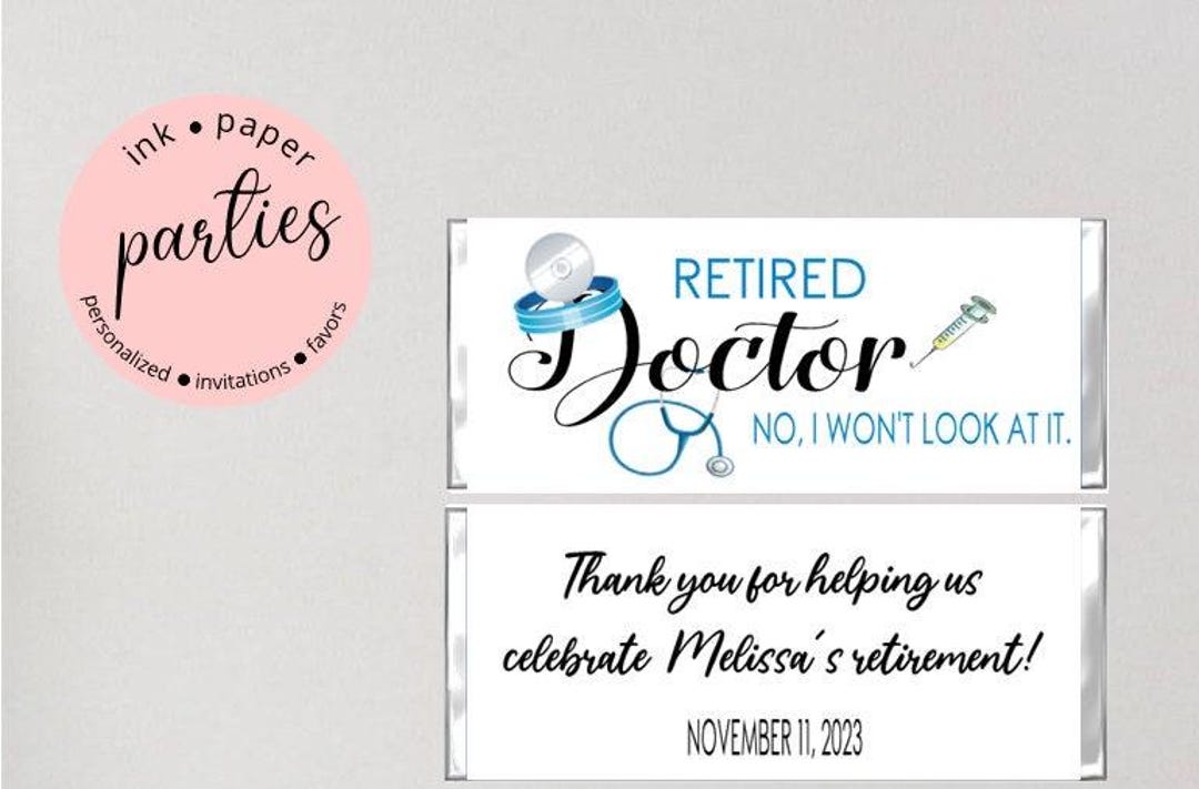 Medical Doctor Retirement Party Chocolate Candy Wrappers Favors ...