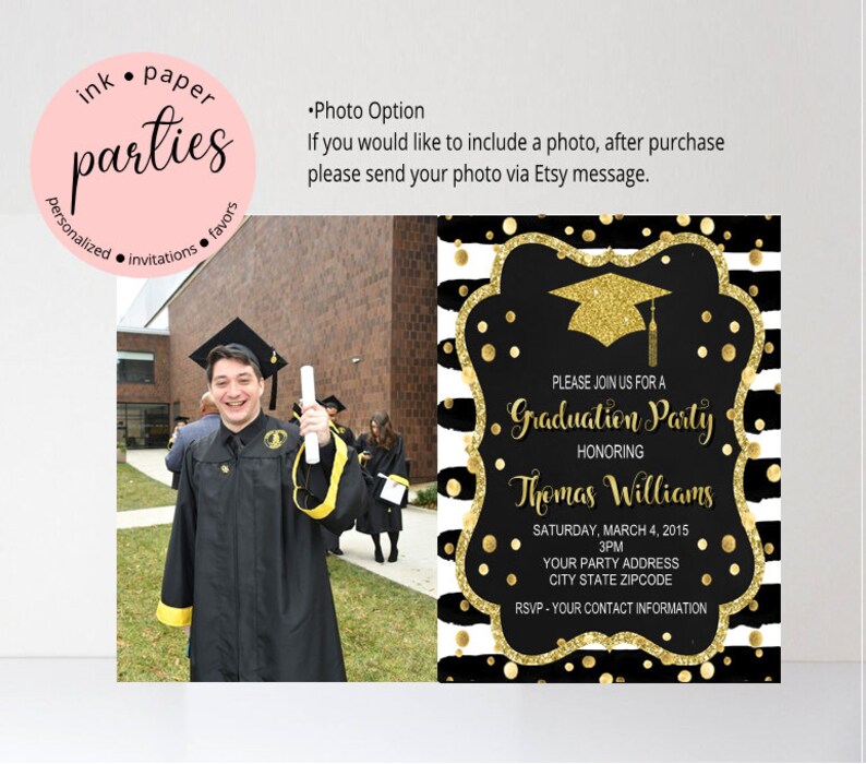 Graduation Graduate Stripes Confetti Gold Chalkboard Party - Etsy