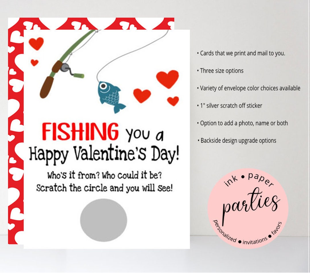 Fishing Fish Themed Valentine Card Valentine's Day Cards Classroom ...