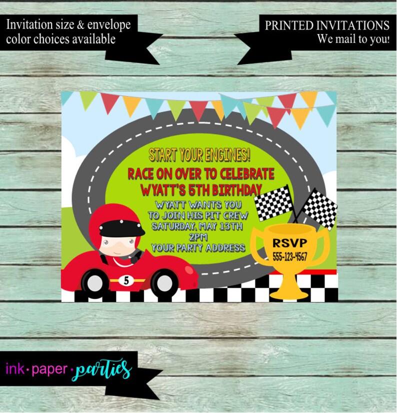 Race Car Racing Birthday Party Invitations Invites - Etsy