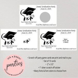 Graduation Graduate Diploma Party Scratch off Tickets Cards Favor ...