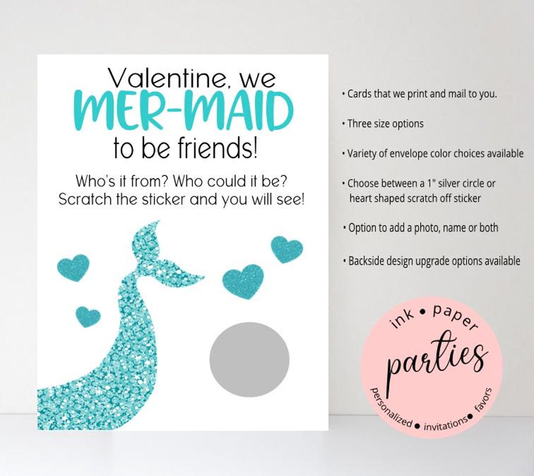 Mermaid Valentines Card - Mermaid Valentine's Day Cards - Mermaid Kids ...