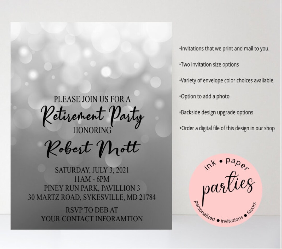 Retirement Retired Party Invitations Invites Announcement Personalized ...