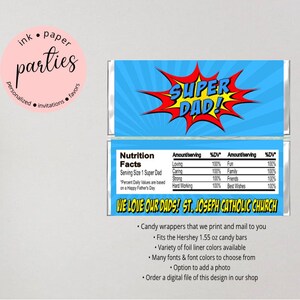 Father's Day Superhero Super Hero Day Gift Party Thank You Candy ...