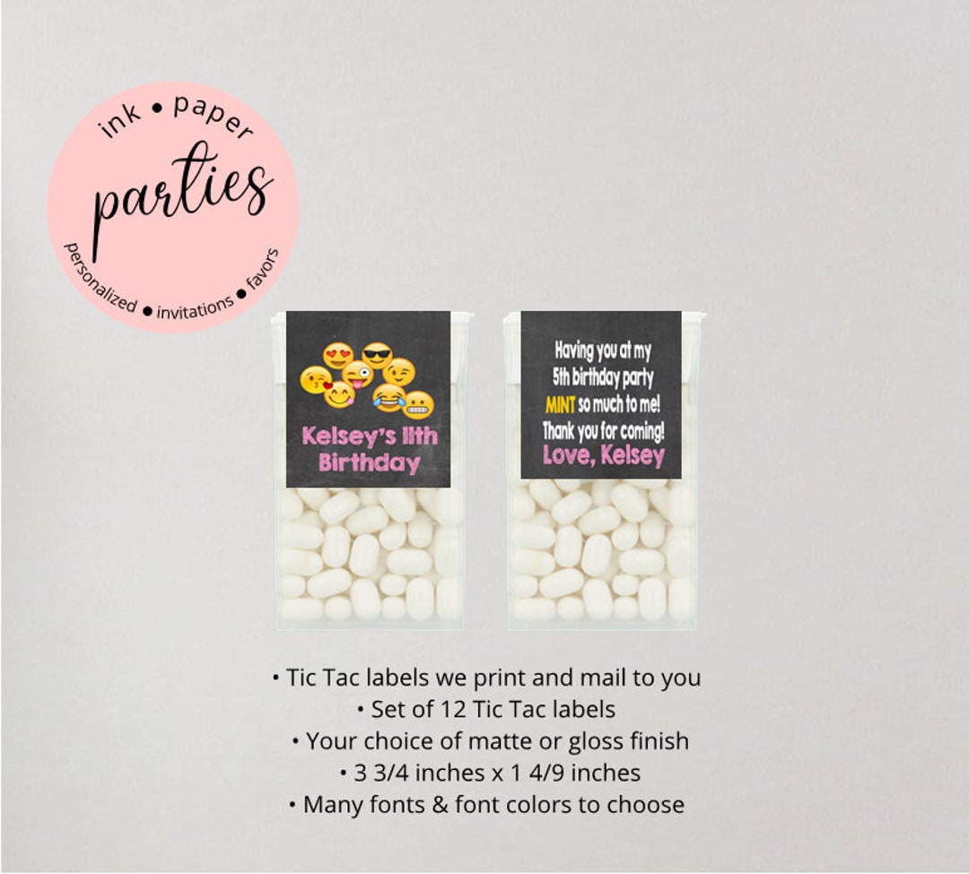 Emoji Emojis Birthday Party Candy Mints Mint Labels Favor Favors We ...