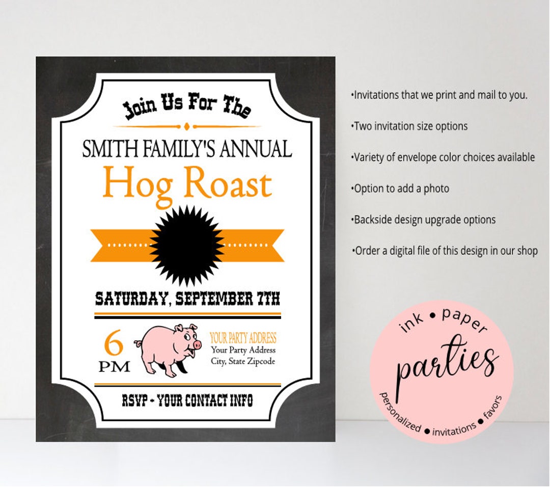 Pig Hog Roast BBQ Shower or Birthday Annual Party Invitations - Etsy