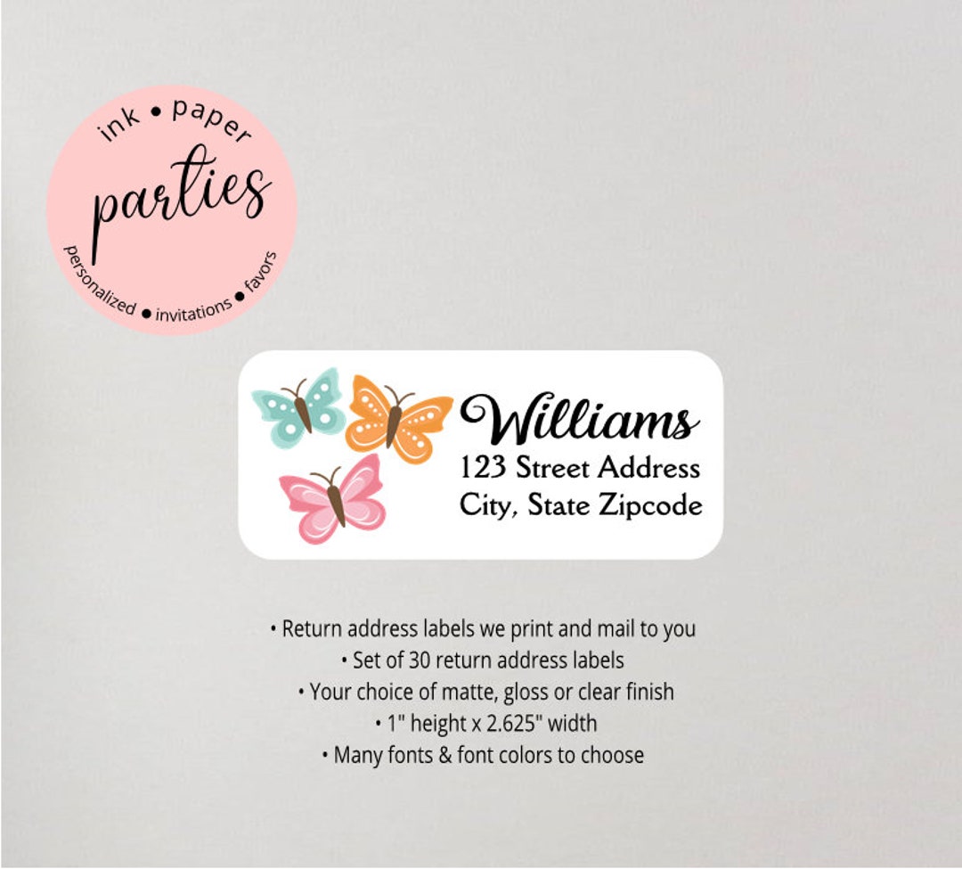 Butterfly Butterflies Spring Return Address Labels Personalized Custom ...