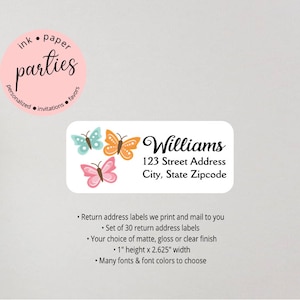 Butterfly Butterflies Spring Return Address Labels Personalized Custom ...