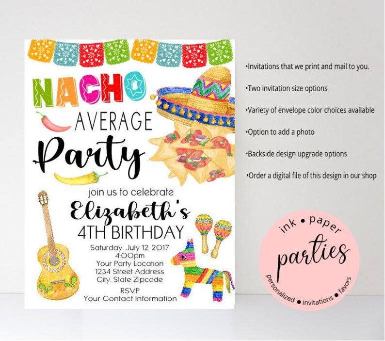 Nacho Average Party Invitation - Fiesta Invitation - Bridal, Baby ...