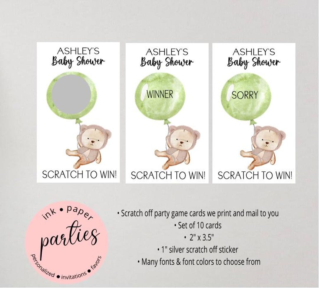 Teddy Bear Scratch off Cards - Baby Shower Party Game - Scratch off ...