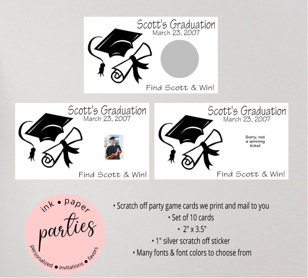 Graduation Graduate Diploma Party Scratch off Tickets Cards Favor ...