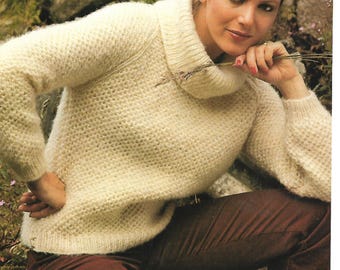 Knitting Pattern Womens Ladies Polo Neck Jumper Sweater | Etsy