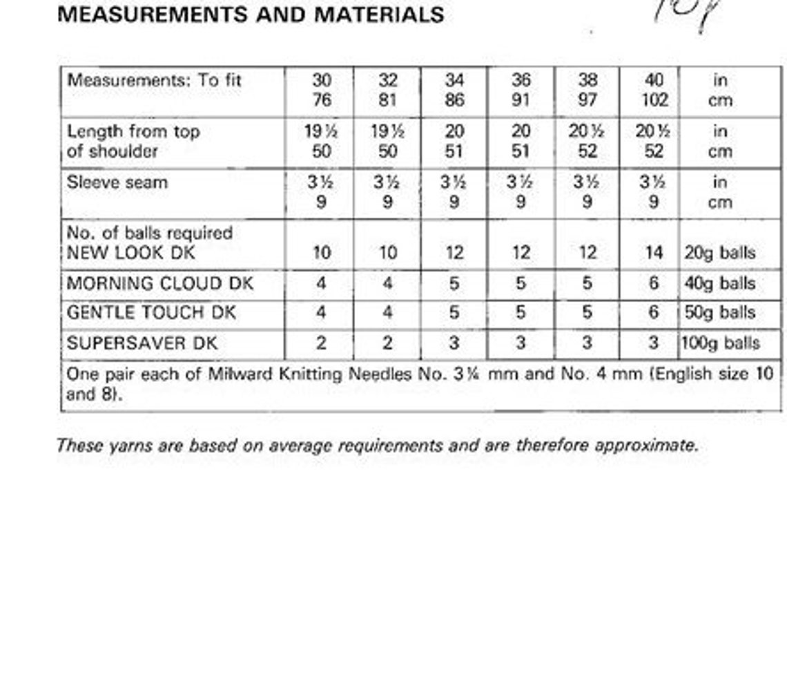 Knitting Pattern Women's Ladies Top Sizes 30 to 40 In | Etsy