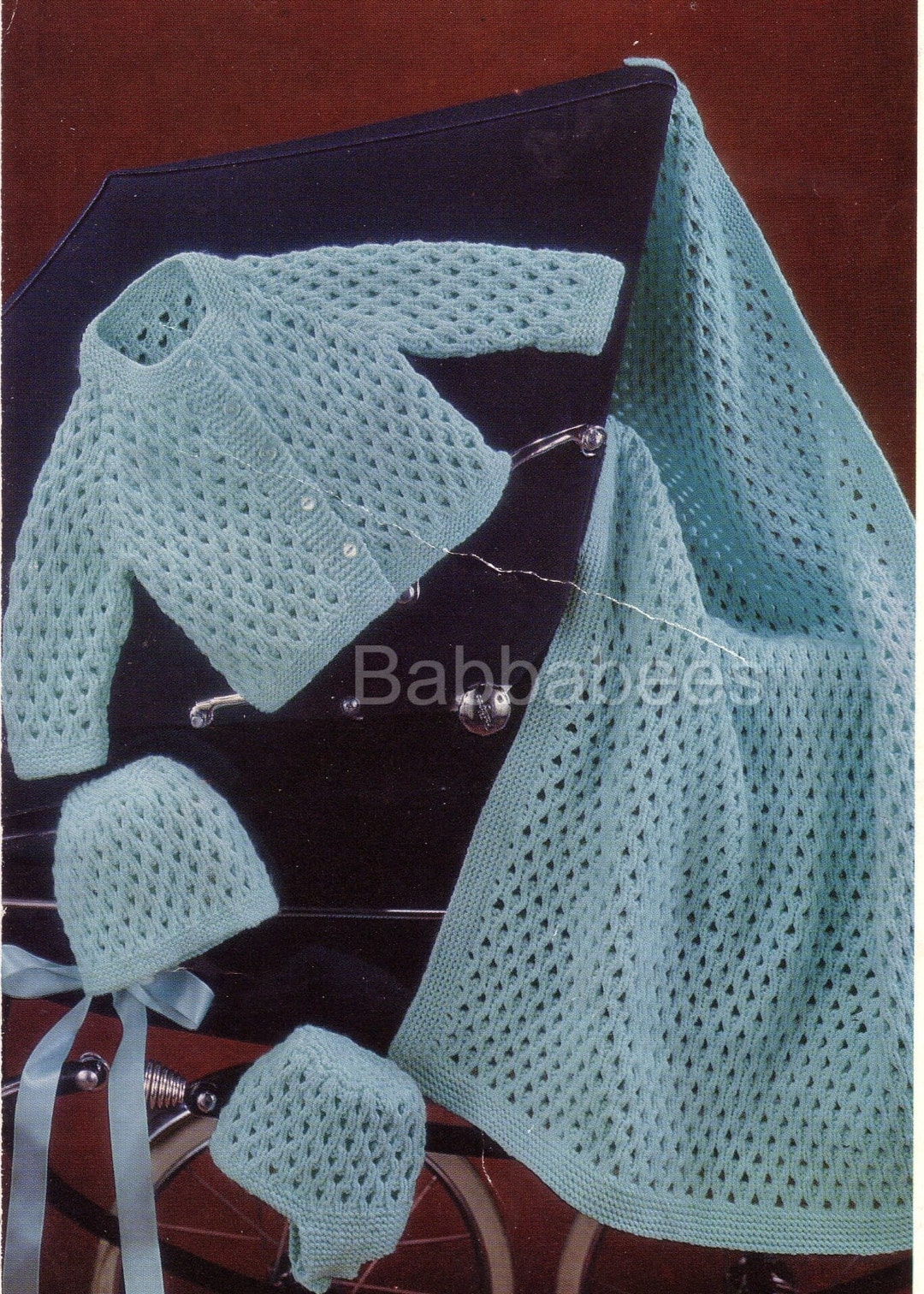 PDF Knitting Pattern, Baby Jacket Bonnet Hat Pram Cover/blanket, Sizes ...