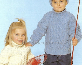 Knitting Pattern Boys Cable Knit Sweater Jumper Ages 2 to | Etsy