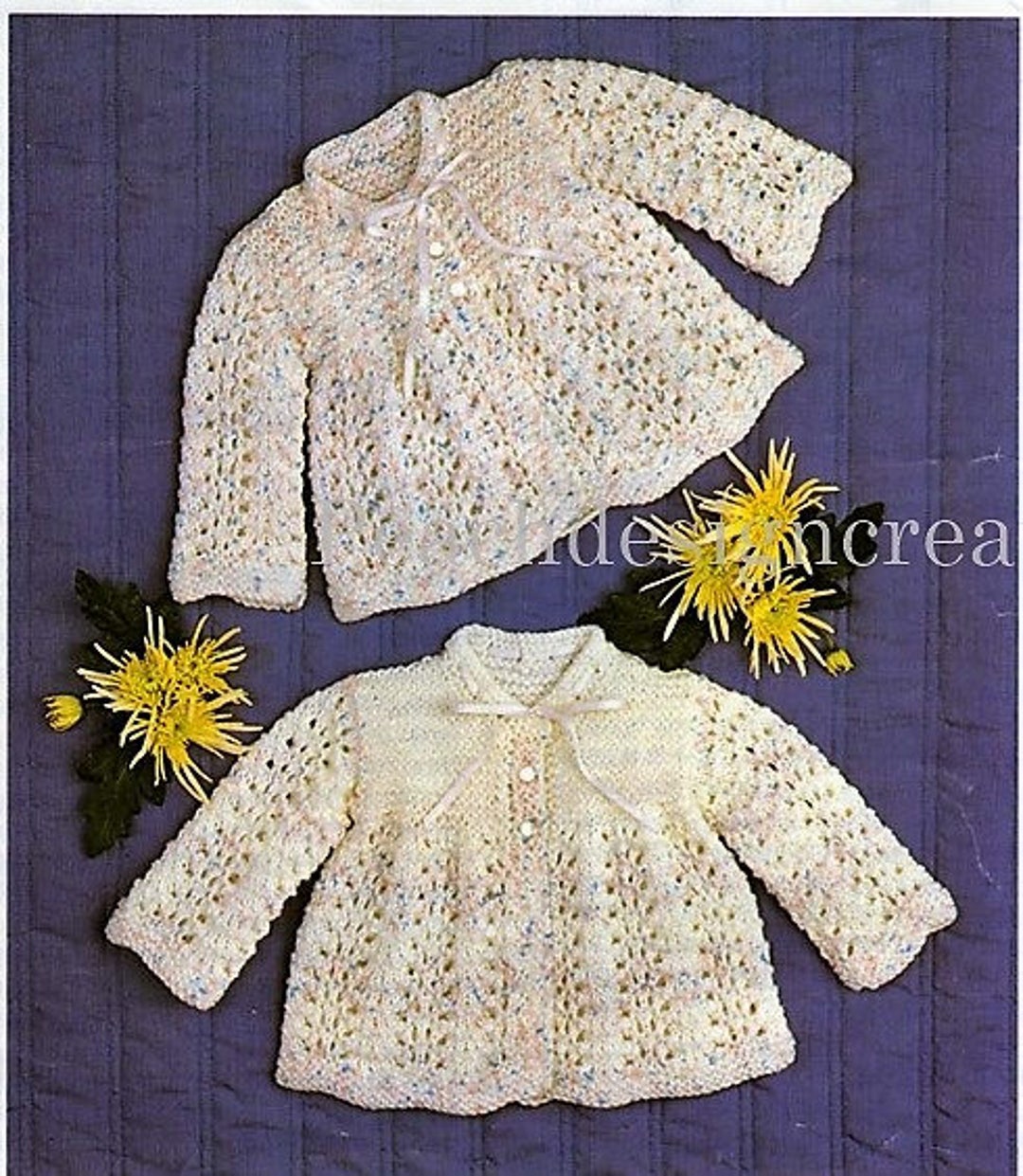 PDF Knitting Pattern Baby Matinee Jacket Cardigan, Fan and Feather ...