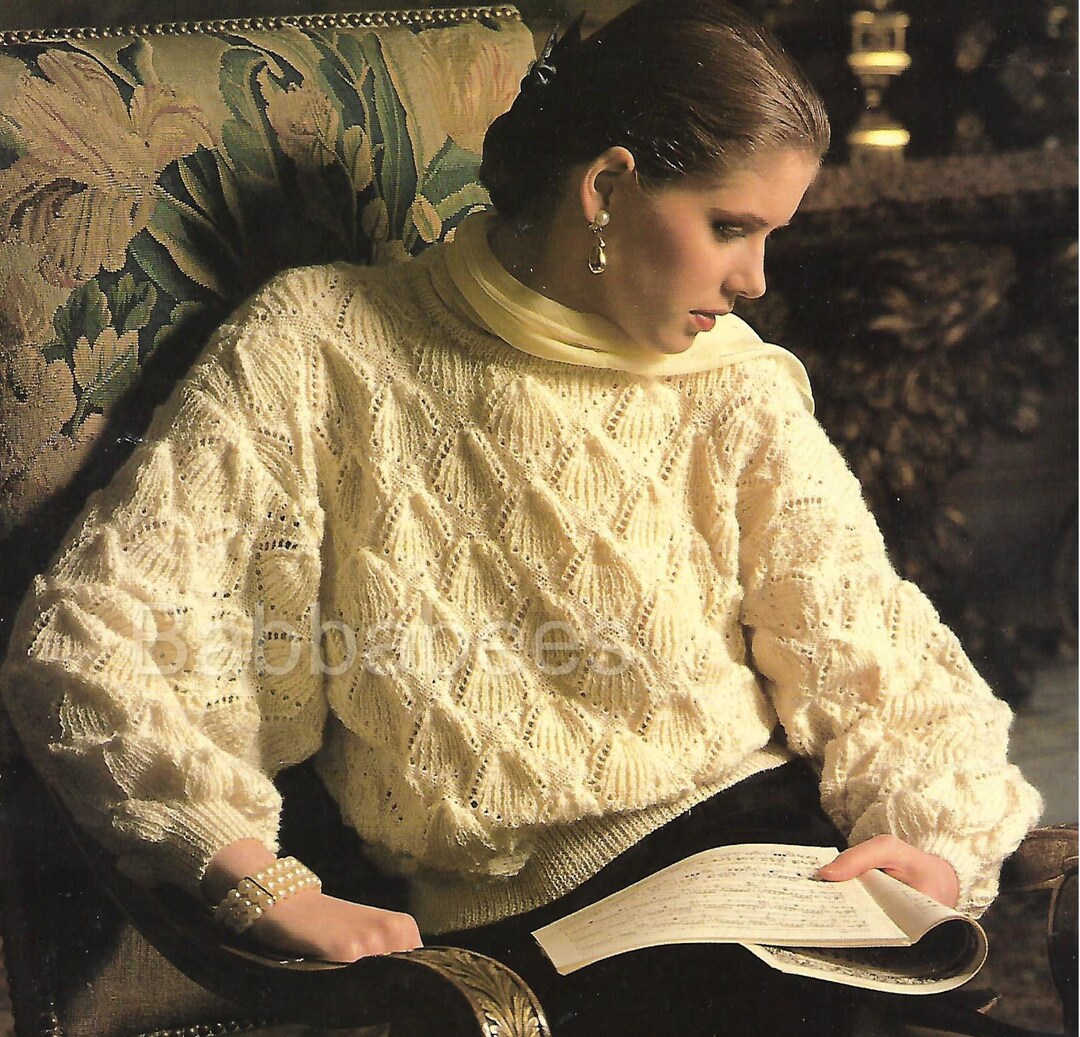 PDF Knitting Pattern Womens Ladies Shell Design 4 Ply Sweater Sizes 32 ...