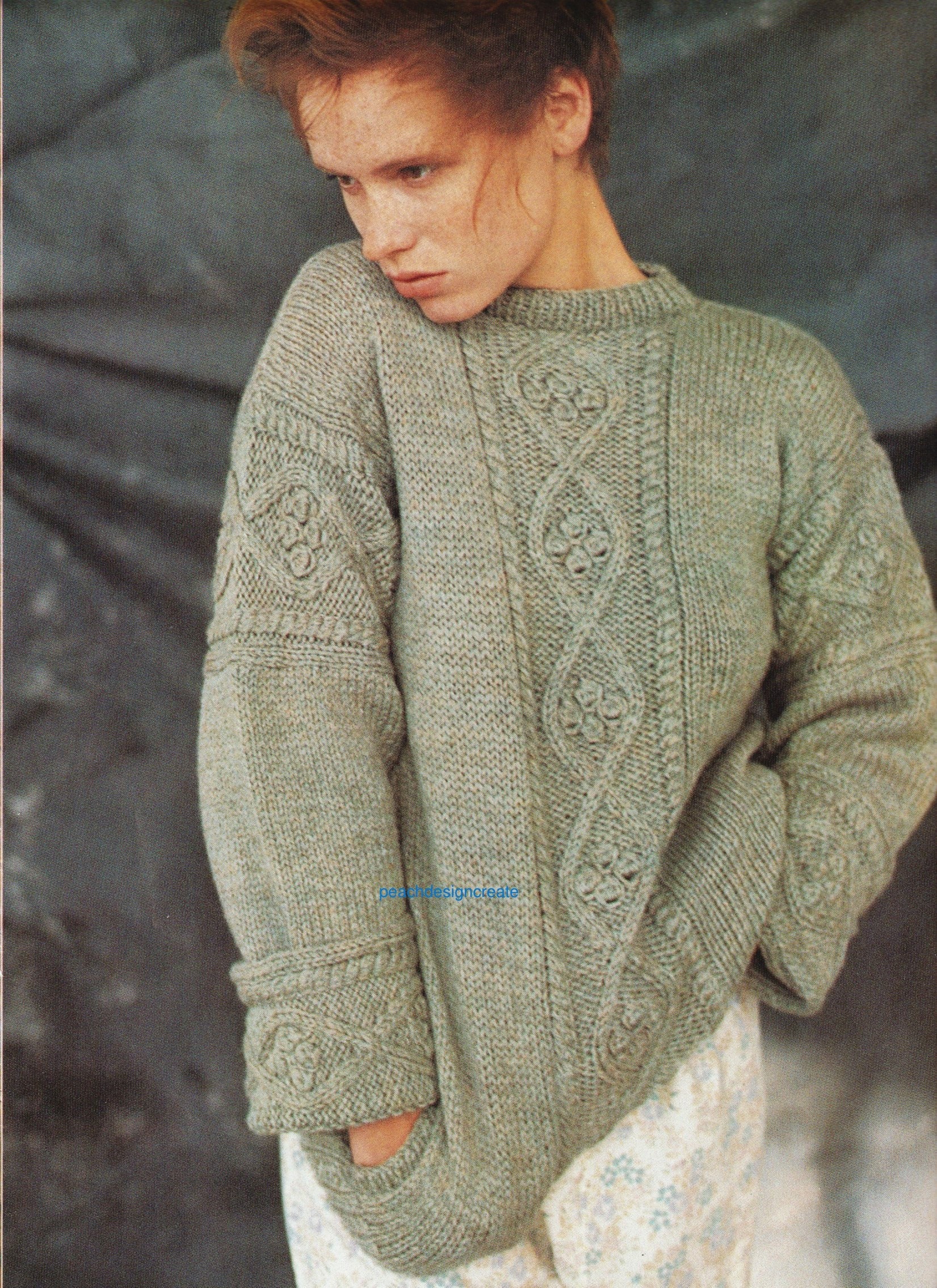 PDF Knitting Pattern, Women's Ladies Cable Knitting Boyfriend Jumper ...