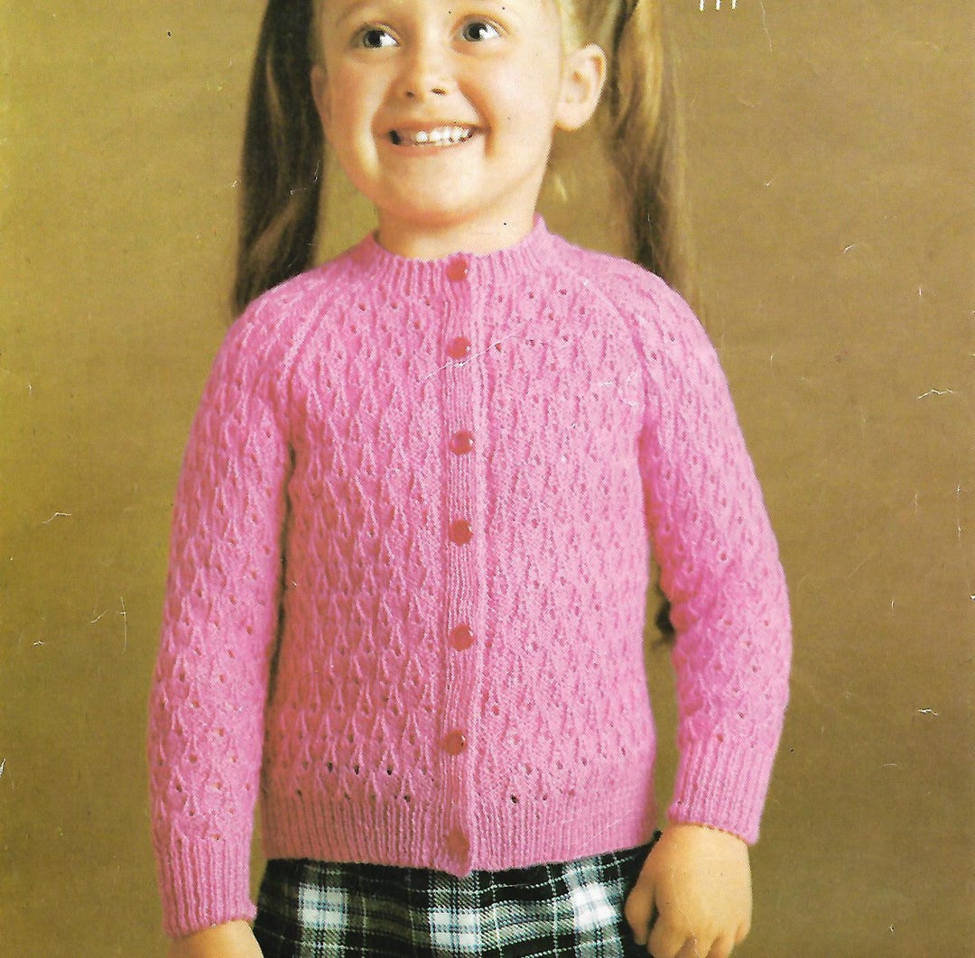 Knitting Pattern, Pdf, Girls Textured Cardigan, Sizes 20-24 Inch ...