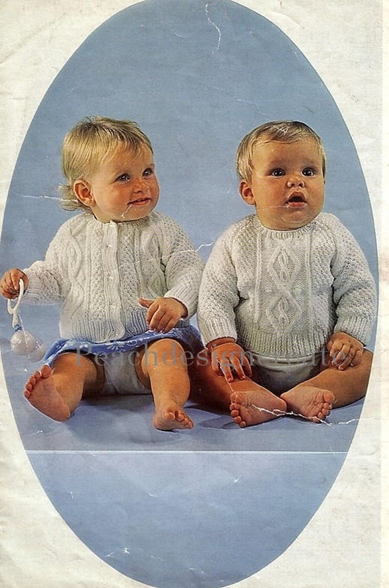 Baby Cable Sweater & Cardigan Knitting Pattern (19-22in) (PDF Download ...