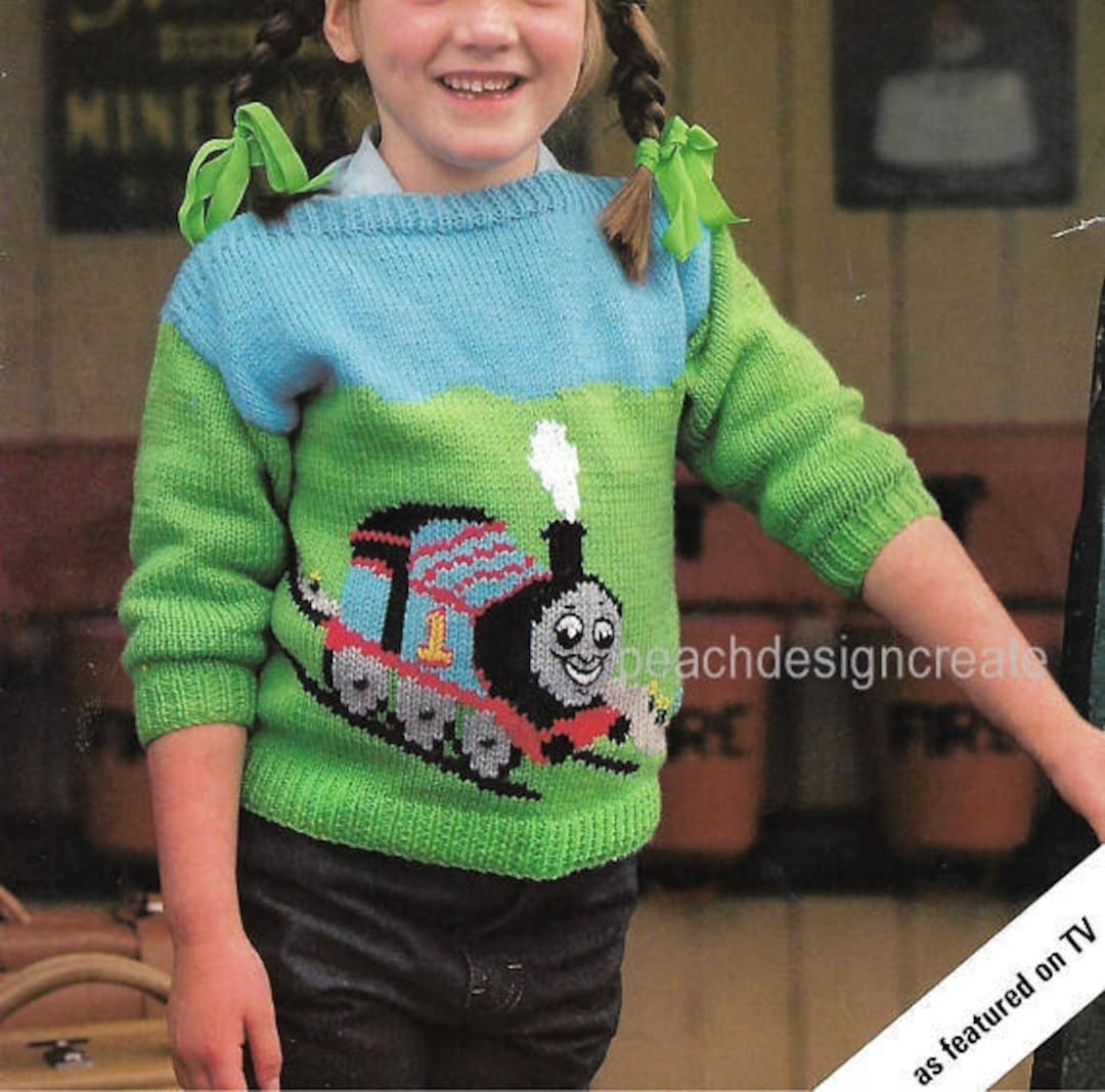 Knitting Pattern, Thomas the Tank Engine, Sweater, Jumper, Boys, Girls ...