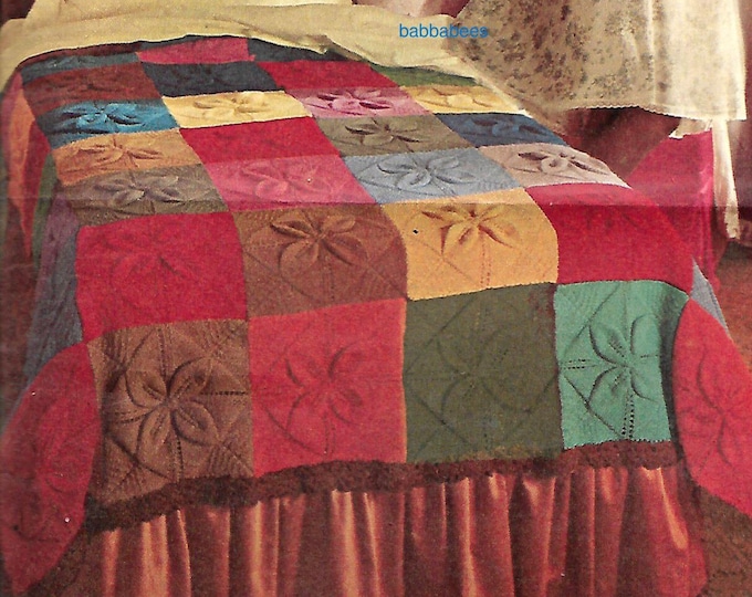 Vintage Knitting Pattern Raised Leaf Counterpane Bedspread PDF Instant Digital Download Retro ...