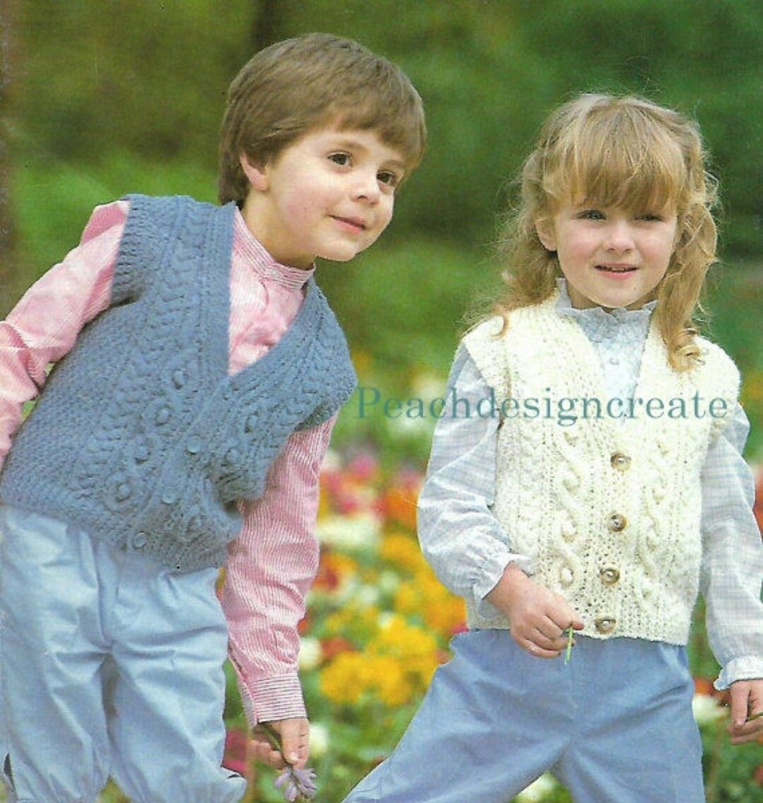 Cable Knitting Pattern: Aran Slipover Waistcoat, Ages 6 Months - 6 ...