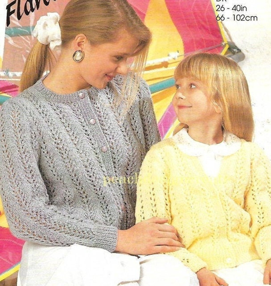 Lace Knit Cardigan Pattern: Women's & Girl's Round/v Neck (digital ...