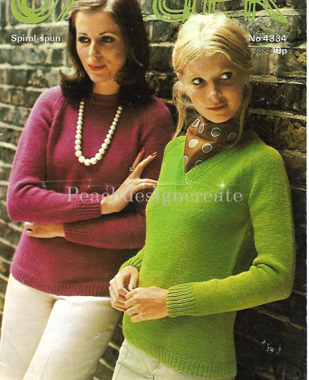 Retro 70s Sweater Knitting Pattern: Ladies V-neck (digital Download) - Etsy