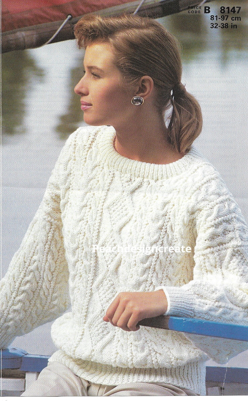 PDF Knitting Pattern Women's Ladies Cable Knitting Jumper - Etsy
