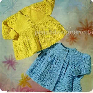PDF Knitting Pattern Baby Cardigan Matinee Jacket Chevron Size 19 In ...