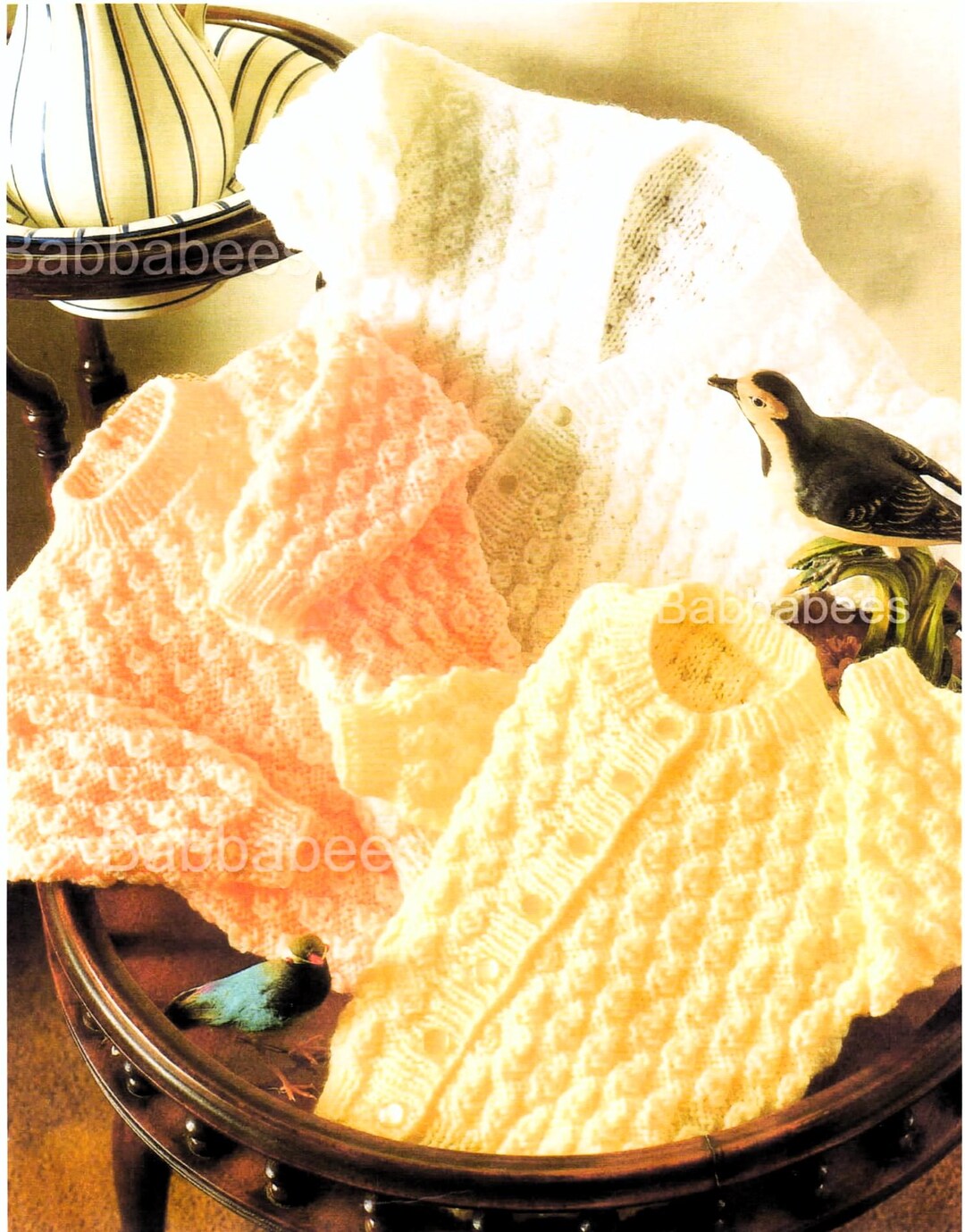 PDF Knitting Pattern Boys Girls Baby Bobble Jumper Sweater 16-22 in ...