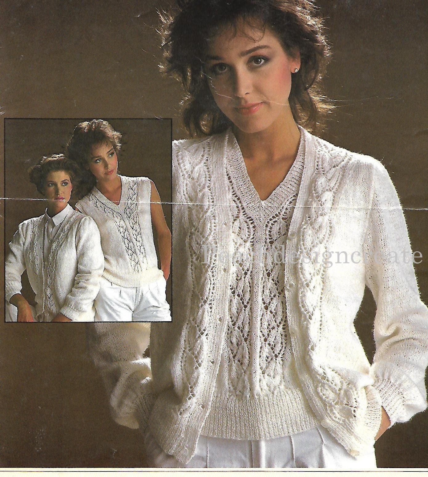 PDF Knitting Pattern Ladies Two Piece Cardigan Slipover - Etsy UK