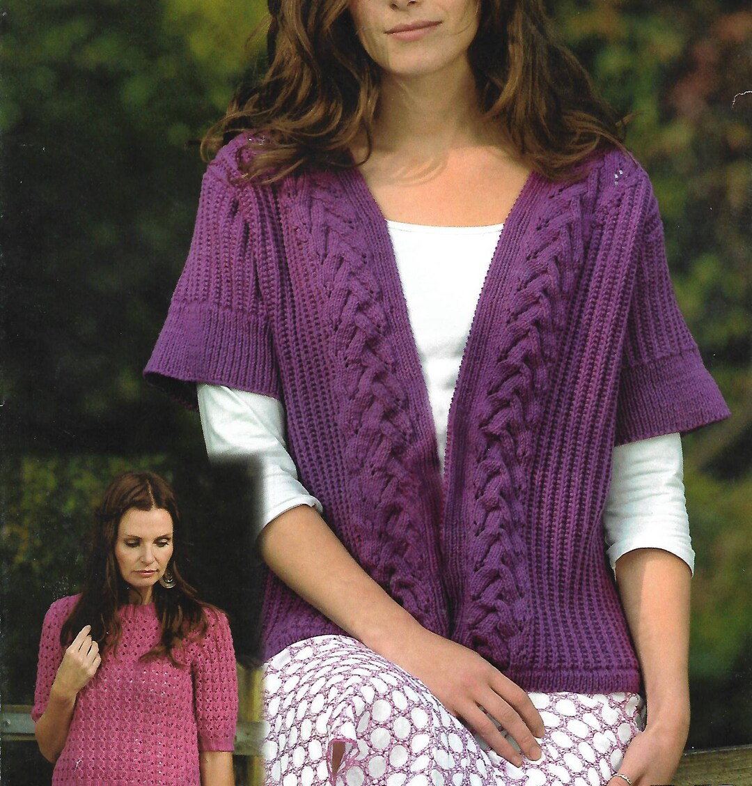 Womens Short Sleeve Cardigan Knitting Pattern: Double Knit (sizes 32-42 ...