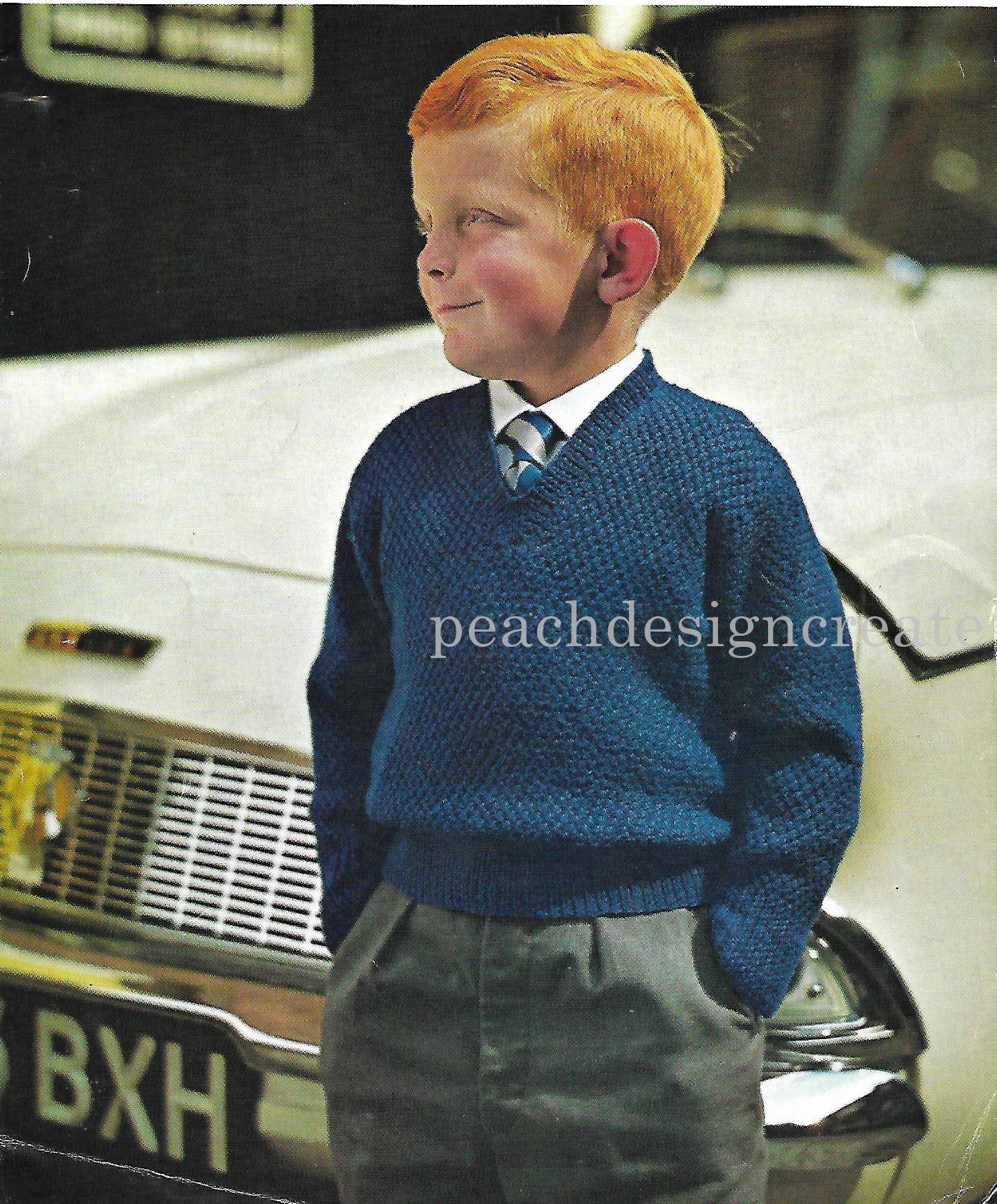 Pdf, Knitting Pattern, Boys V Neck Sweater, Sizes 26-30 In, Pdf ...